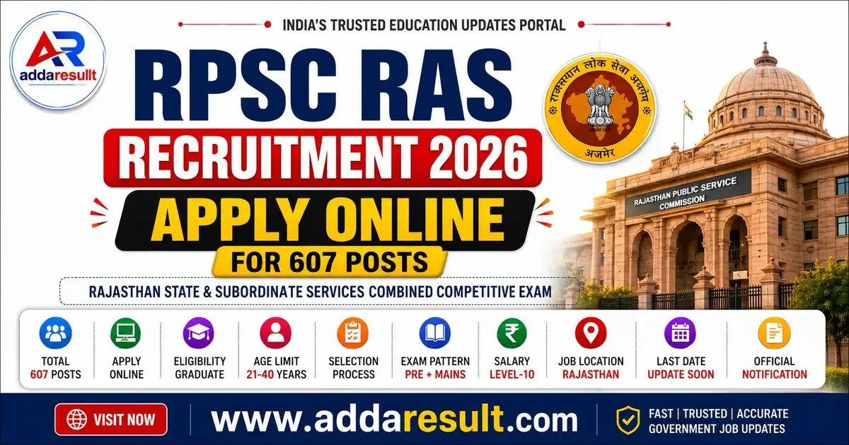 RPSC RAS Recruitment 2026 Apply Online for 607 Posts, Notification ...